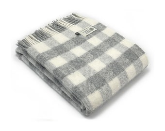 Check Green Olive Pure New Wool Throw - Etsy UK