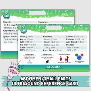 Ultrasound Badge Buddy Quick Reference Guide, Sonographer Cheat Sheet ...
