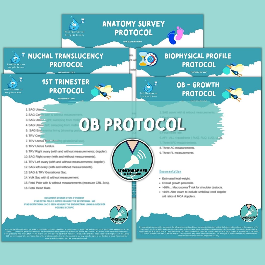 Ultrasound Study Notes, Obstetric Protocols, Ultrasound Student Cheat ...