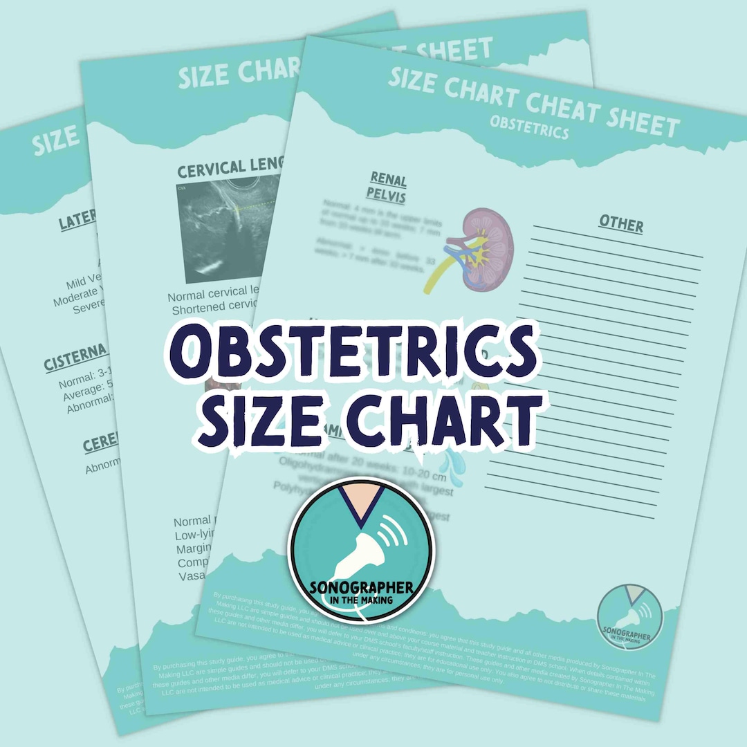 Ultrasound Student Study Notes, OB Size Chart, Sonographer, Obstetrics ...