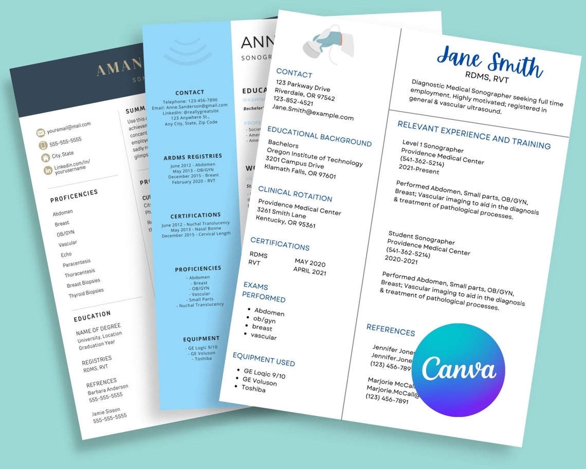 Sonographer Resume Template Ultrasound Tech Resume - Etsy