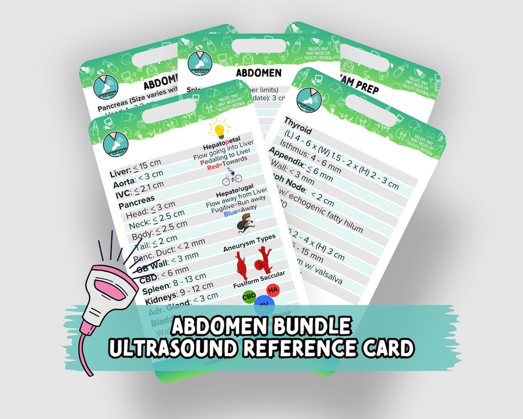 Ultrasound Badge Buddy Quick Reference Guide, Sonographer Cheat Sheet ...