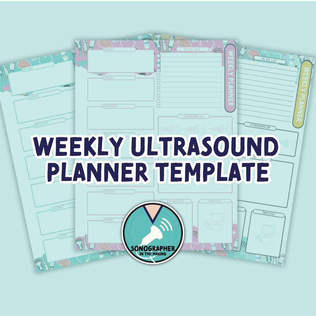 Ultrasound Weekly Planner - Undated, Sonography School Printable ...