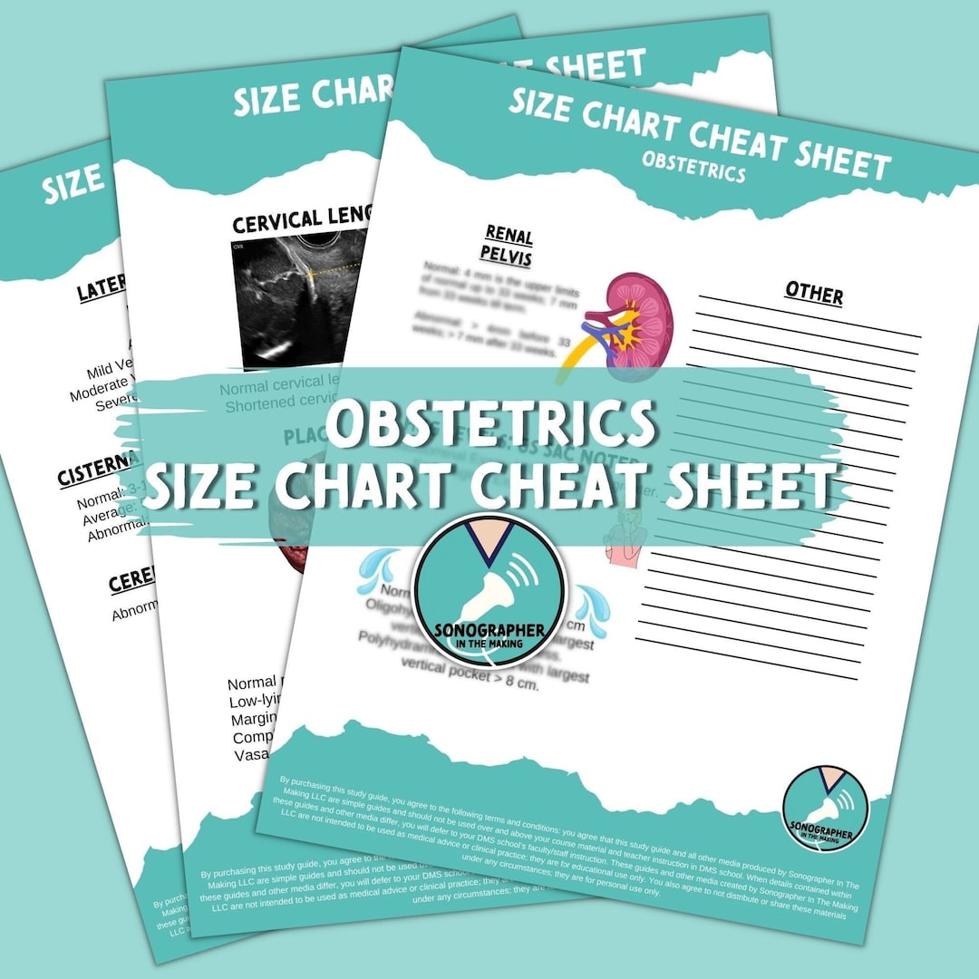 Ultrasound Student Study Notes, OB Size Chart, Sonographer, Obstetrics ...