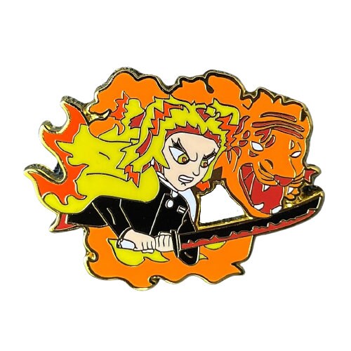 Demon Anime Flame Pillar Pin | Umai | Mugen Train | Hard Enamel Lapel ...