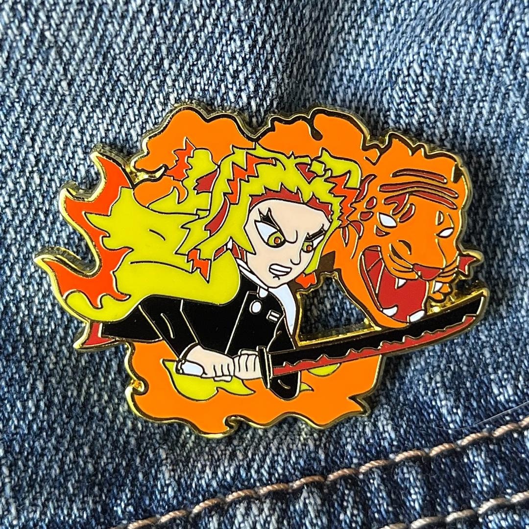 Demon Anime Flame Pillar Pin | Umai | Mugen Train | Hard Enamel Lapel ...