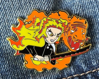 Demon Slayer Kyojuro Rengoku Anime Cufflinks. - Etsy UK