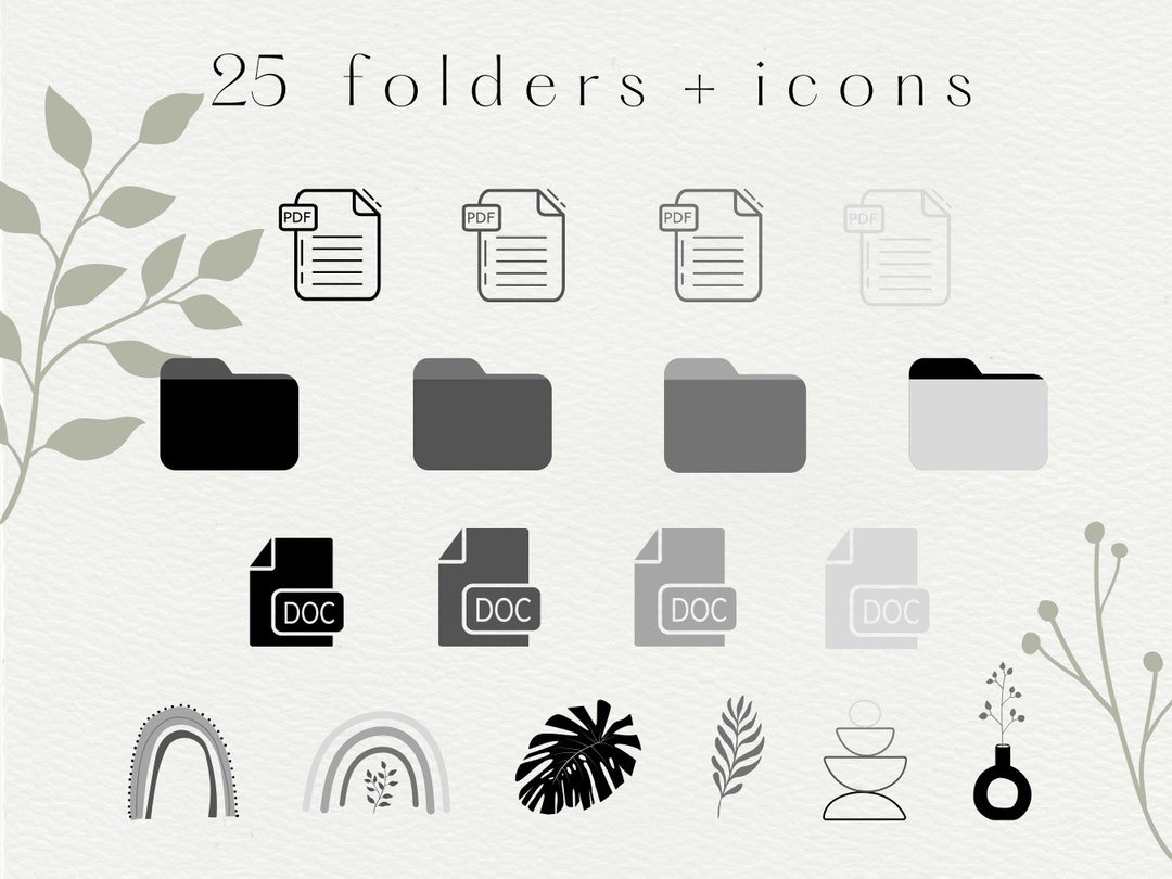 Black Aesthetic Folder Icons - Boho Folder Icons for Mac - Houseplant ...