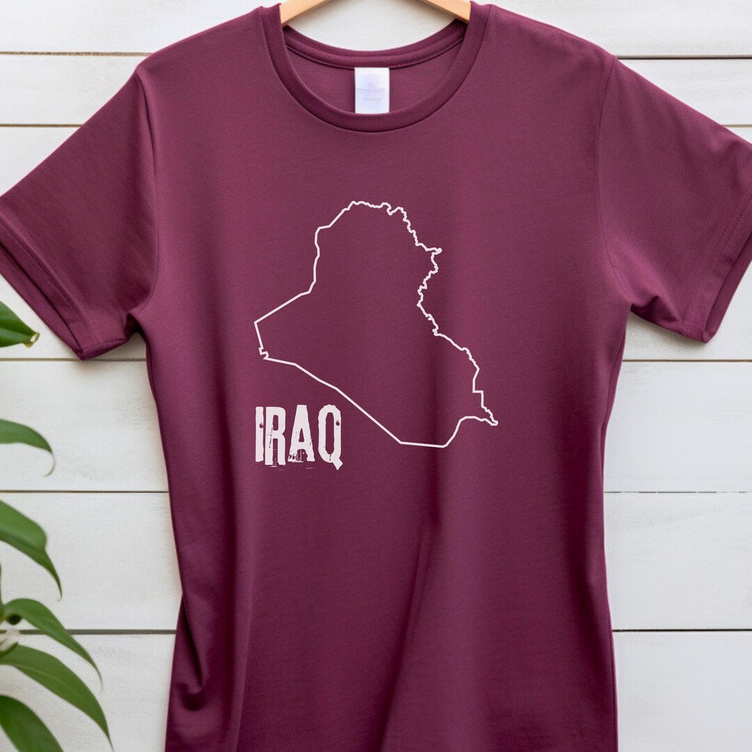 Iraq Map T-shirt Iraqi Country Outline Shape T Shirt Men Women Adult ...