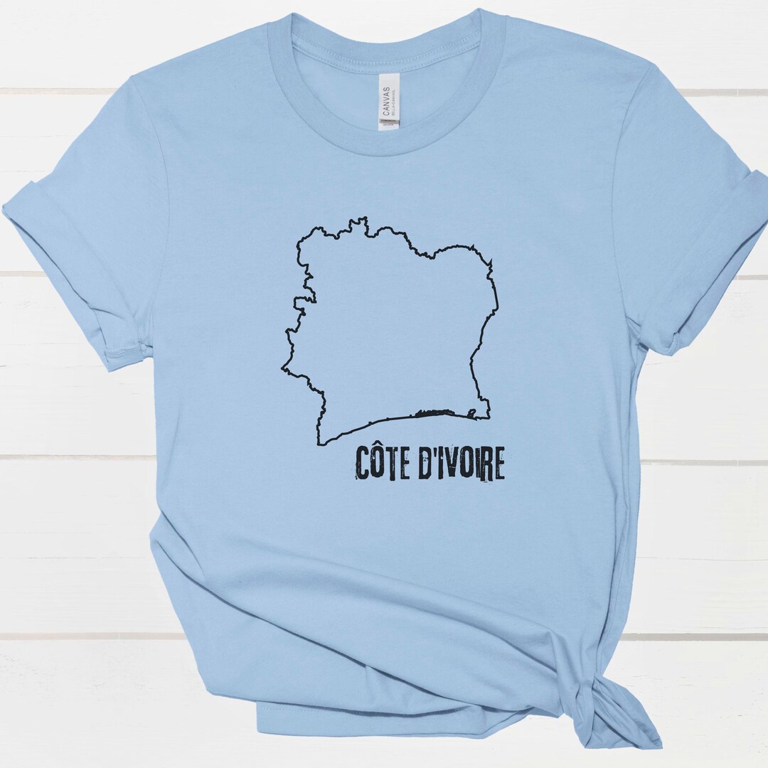 Ivory Coast Map Shirt Ivorian Country Line T-shirt With Text Unisex ...