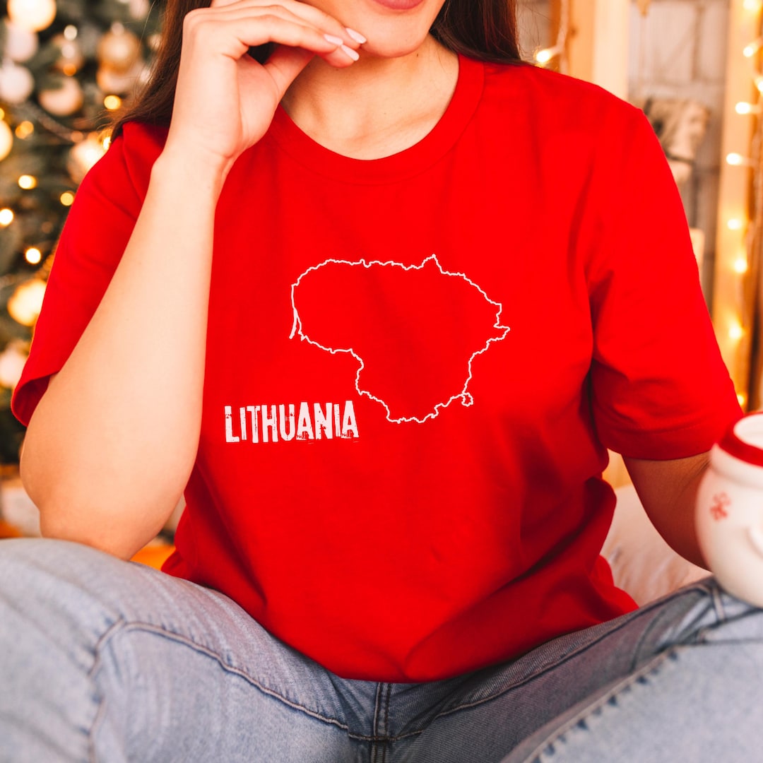 Lithuania Map Shirt Lithuanian Country Line T-shirt With Text Unisex ...