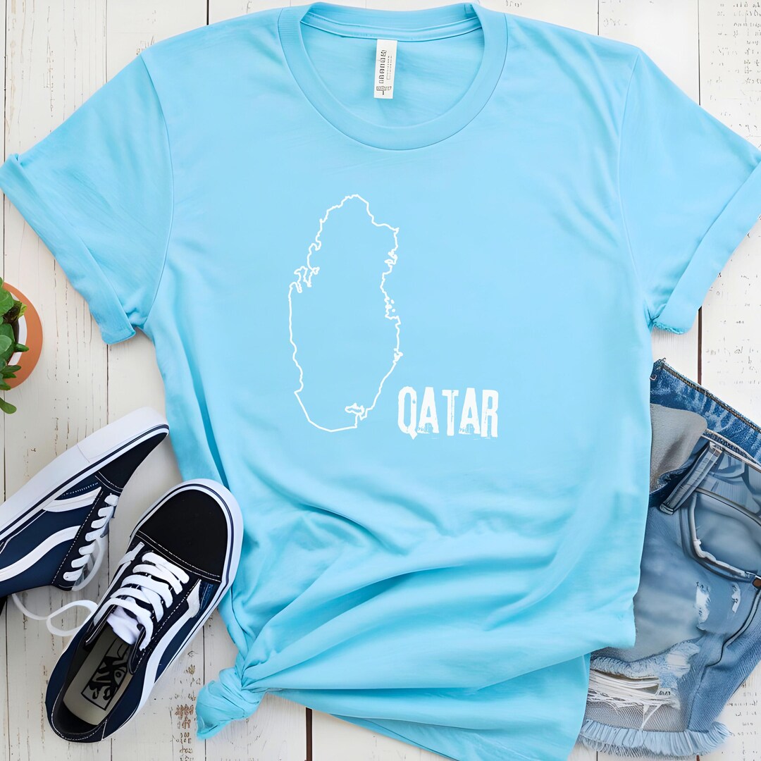 Qatar Map T-shirt Qatari Country Outline Shirt National Border Line ...