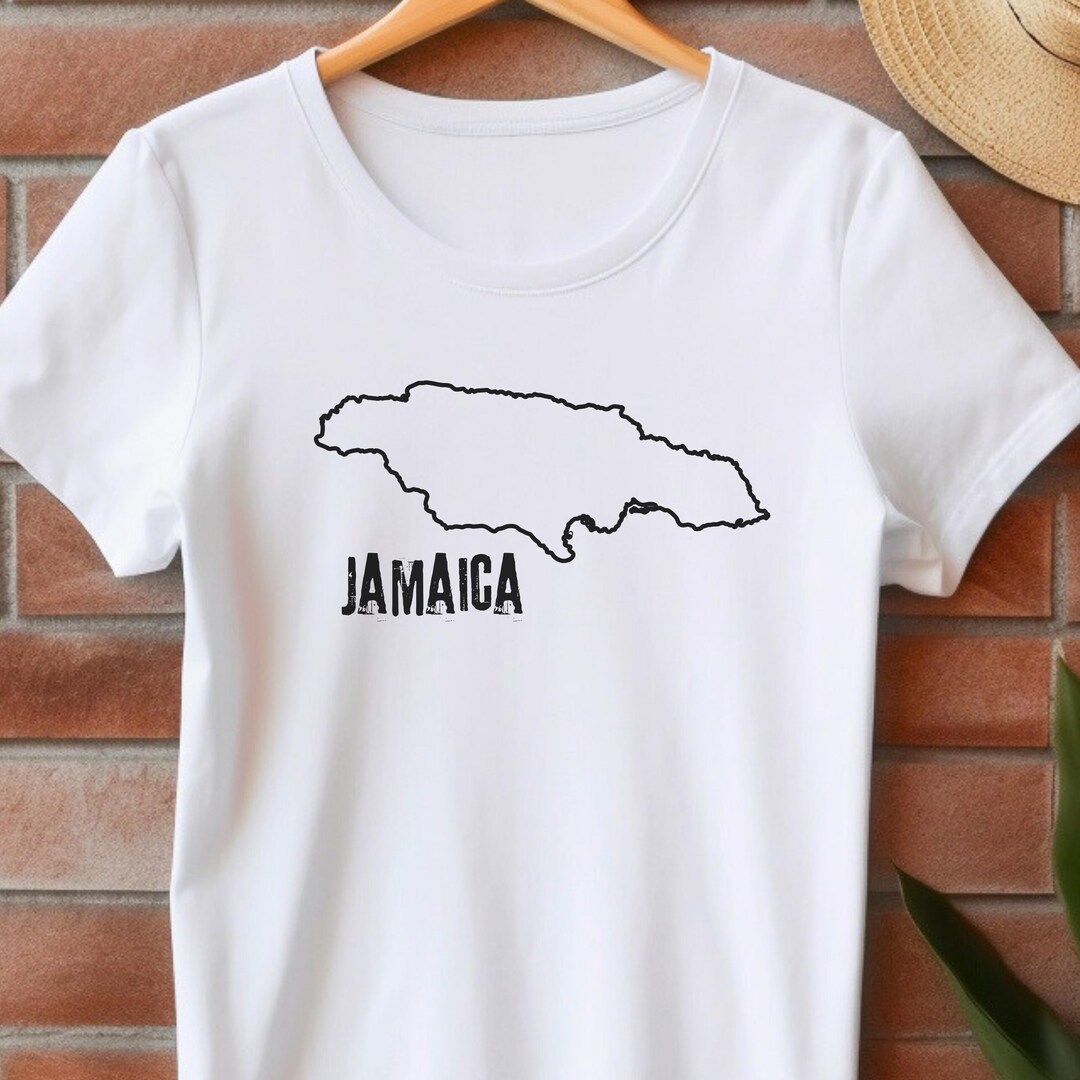 Jamaica Map Shirt Jamaican Country Line T-shirt With Text Unisex Adult ...