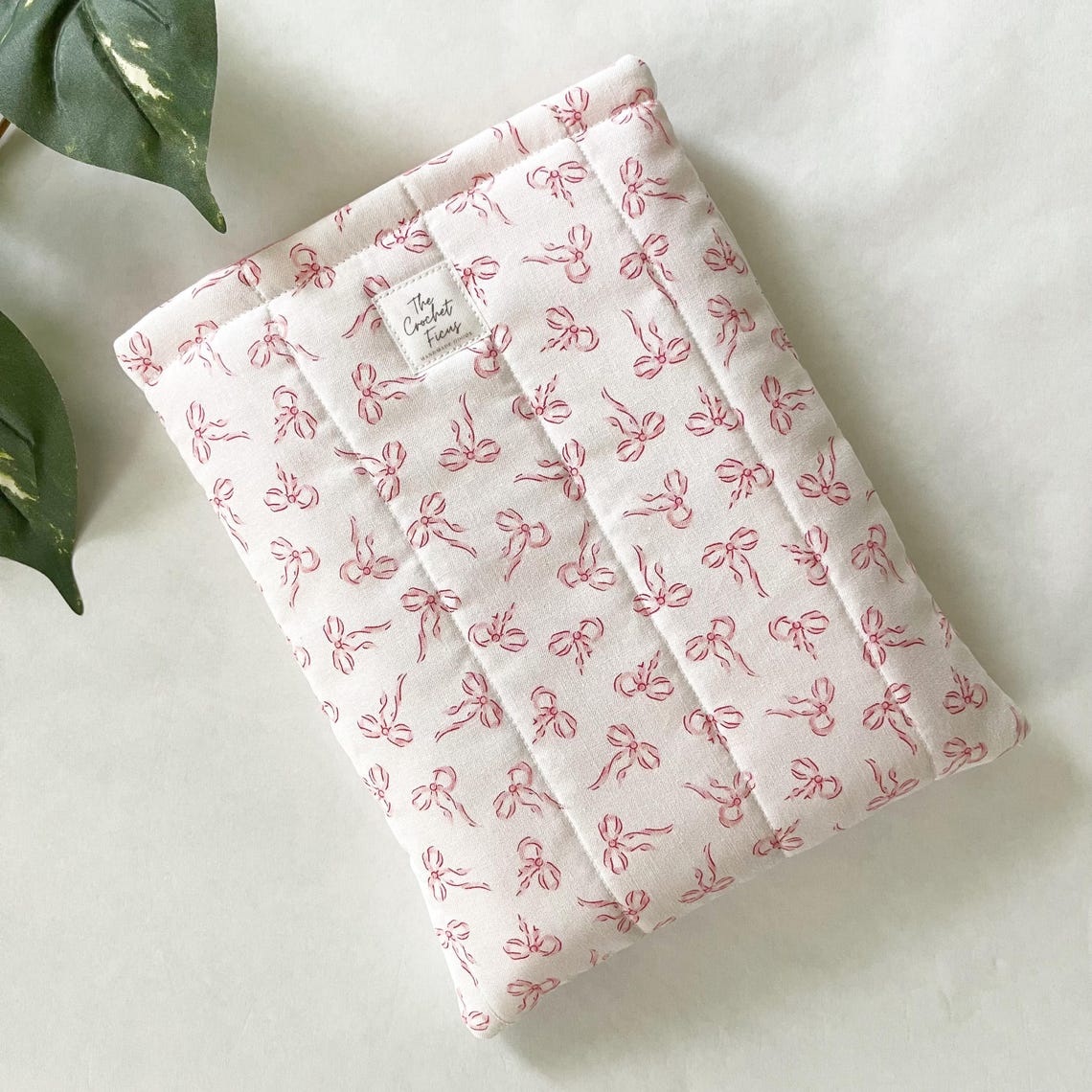Quilted Book Sleeve Paperback Book Protector Pink Bow Print - Etsy