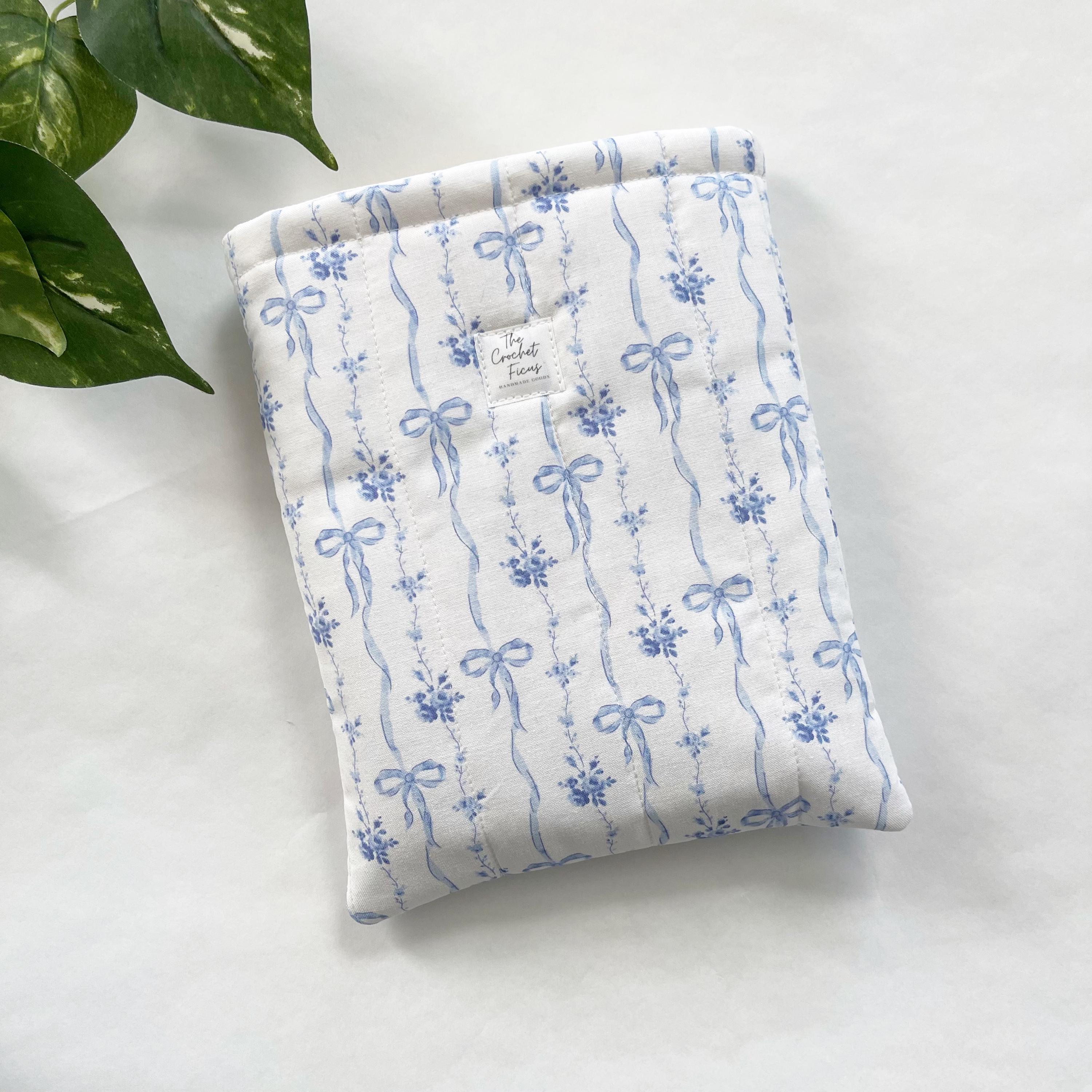 Quilted Book Sleeve Paperback Book Protector With Blue Bow Coquette ...