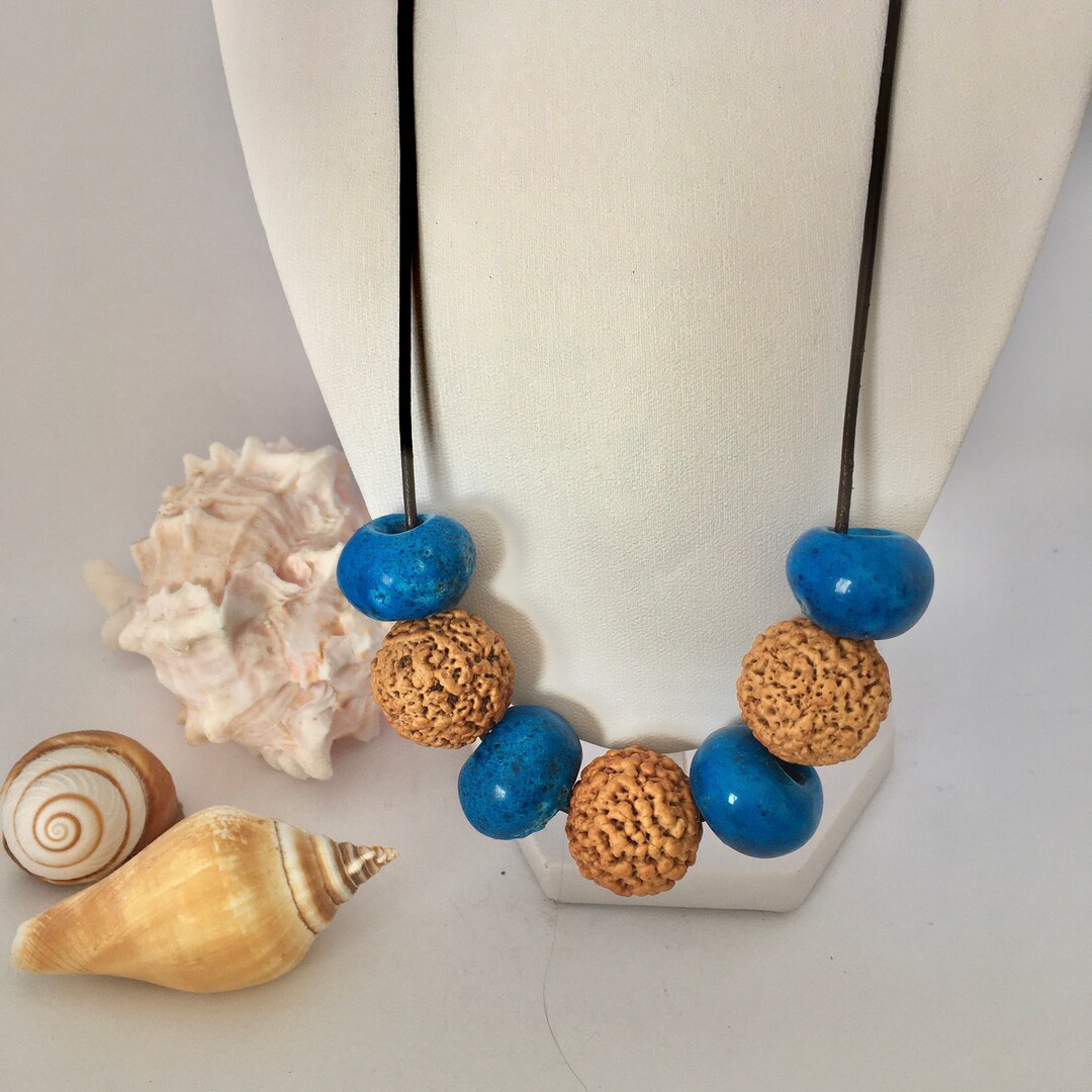 Vintage Donkey Bead and Quandong Seed Bead Necklace - Etsy