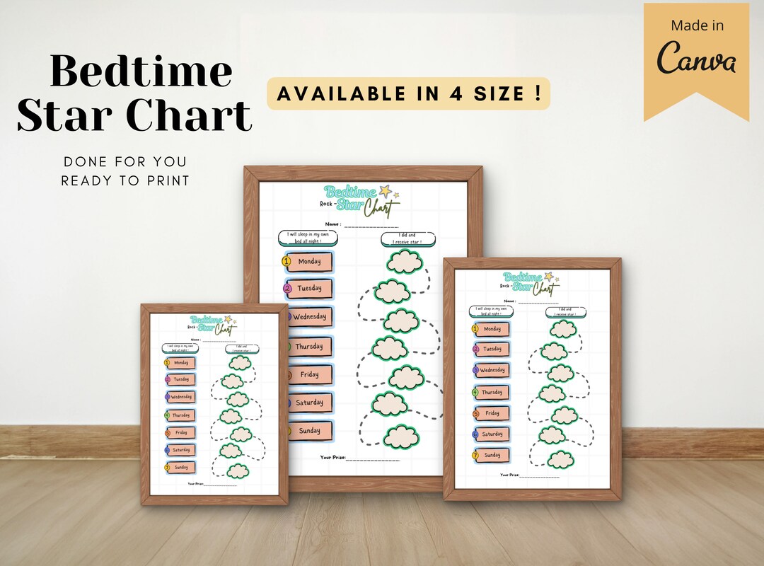 Bedtime Reward Chart Bedtime Reward Kid Routine Checklist Printable ...
