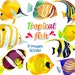 Watercolor Tropical Fish Clipart: Sea Animals Illustration (instant ...