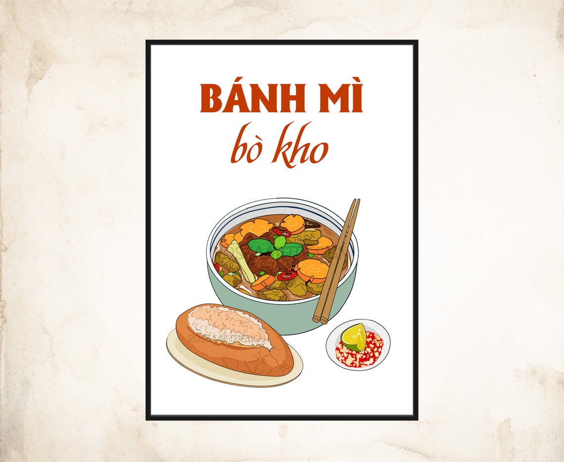 Banh Mi Bo Kho Poster, Beef Stew With Baguette, Bò Kho, Vietnamese ...