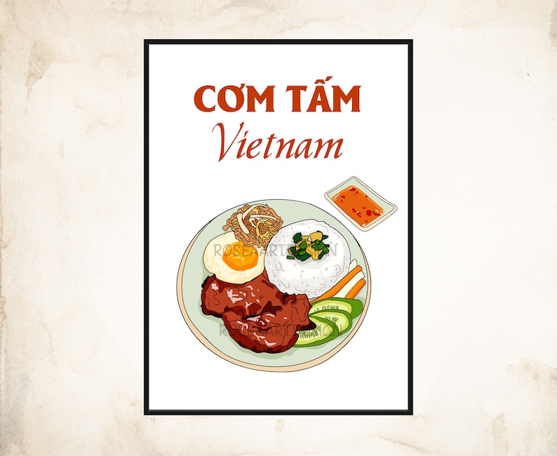 Com Tam Vietnam Poster: Broken Rice Food Art (instant Download) - Etsy