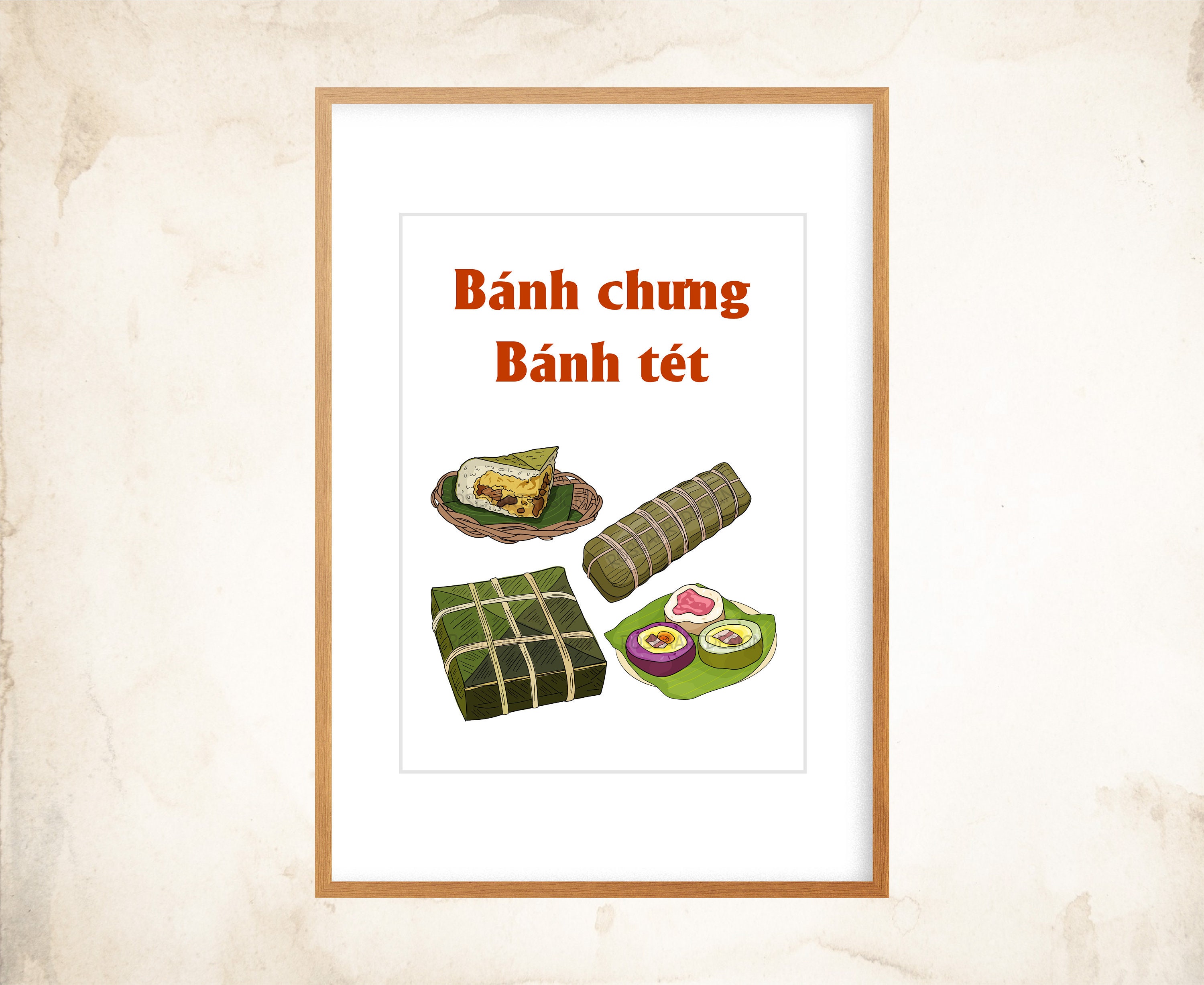 Banh Chung Banh Tet Poster: Vintage Vietnamese Food Art (printable) - Etsy