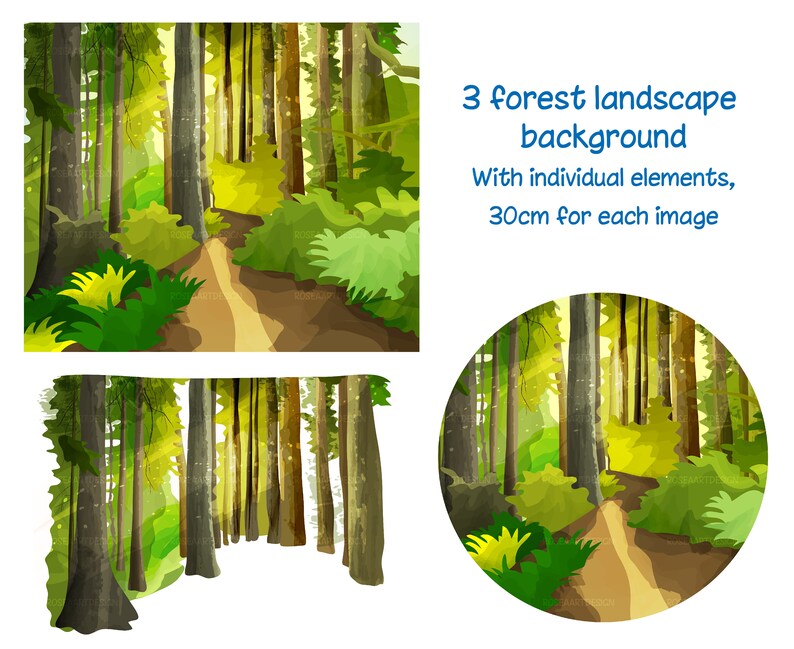 Watercolor Forest Clipart, Forest Landscape, Nature Scene, Instant ...