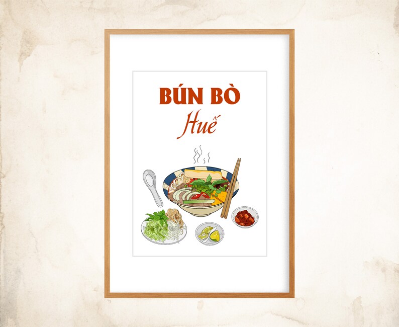 Bun Bo Hue Vintage Poster: Vietnam Spicy Beef Noodle Soup (instant ...