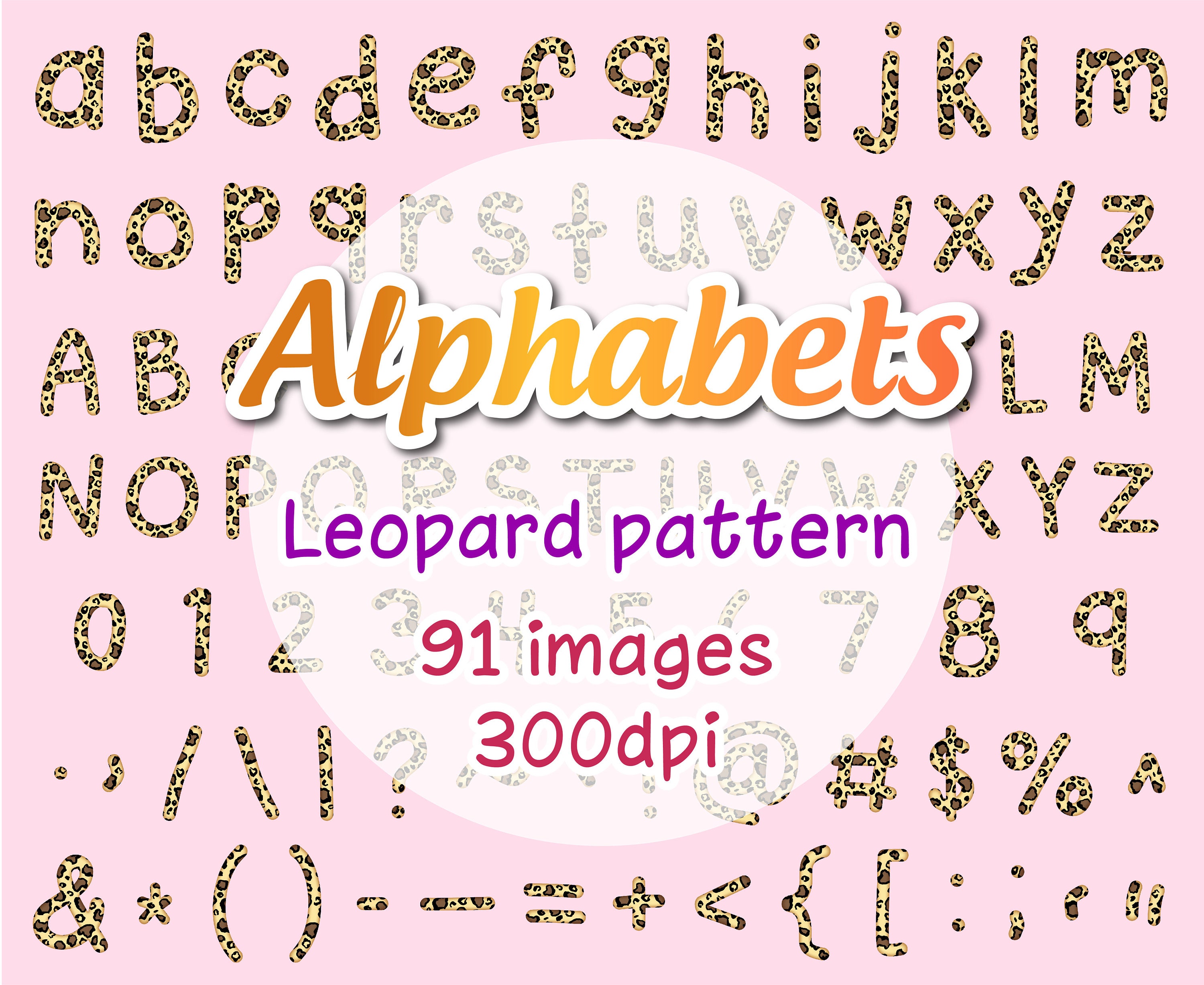 Alphabet Letters, Numbers and Special Characters in Leopard Pattern, 3D ...