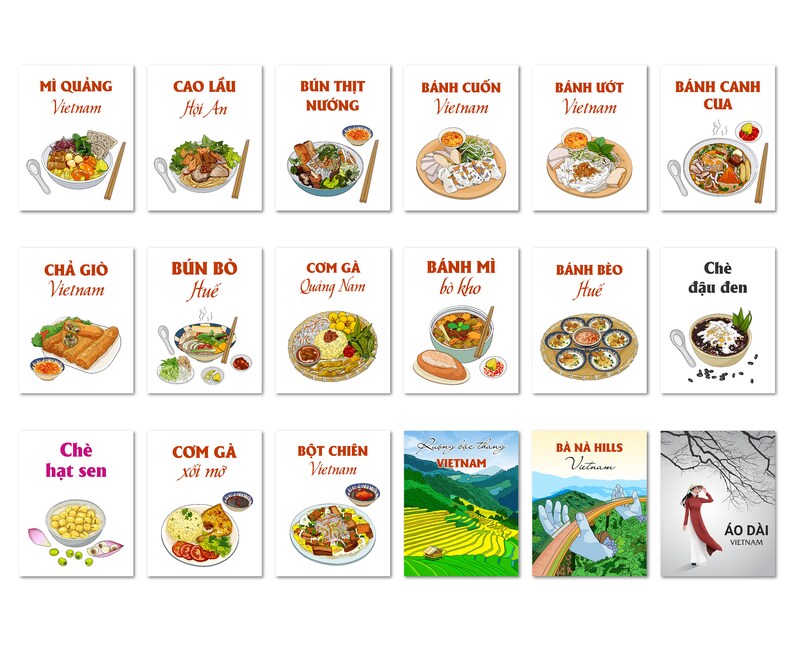 Vietnamese Tet Food Poster: Vintage Retro Kitchen Wall Art (printable ...