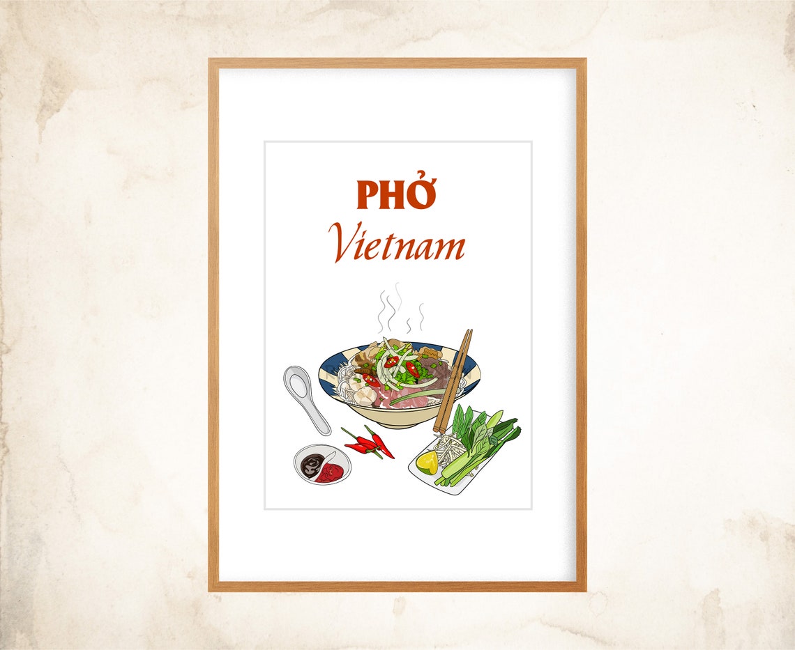 Pho Vietnam Poster, Vietnamese Beef Noodle Soup, Phở Bò, Vietnam ...