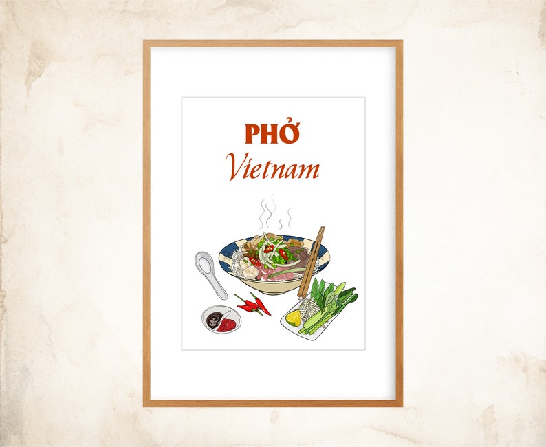 Pho Vietnam Poster, Vietnamese Beef Noodle Soup, Phở Bò, Vietnam ...