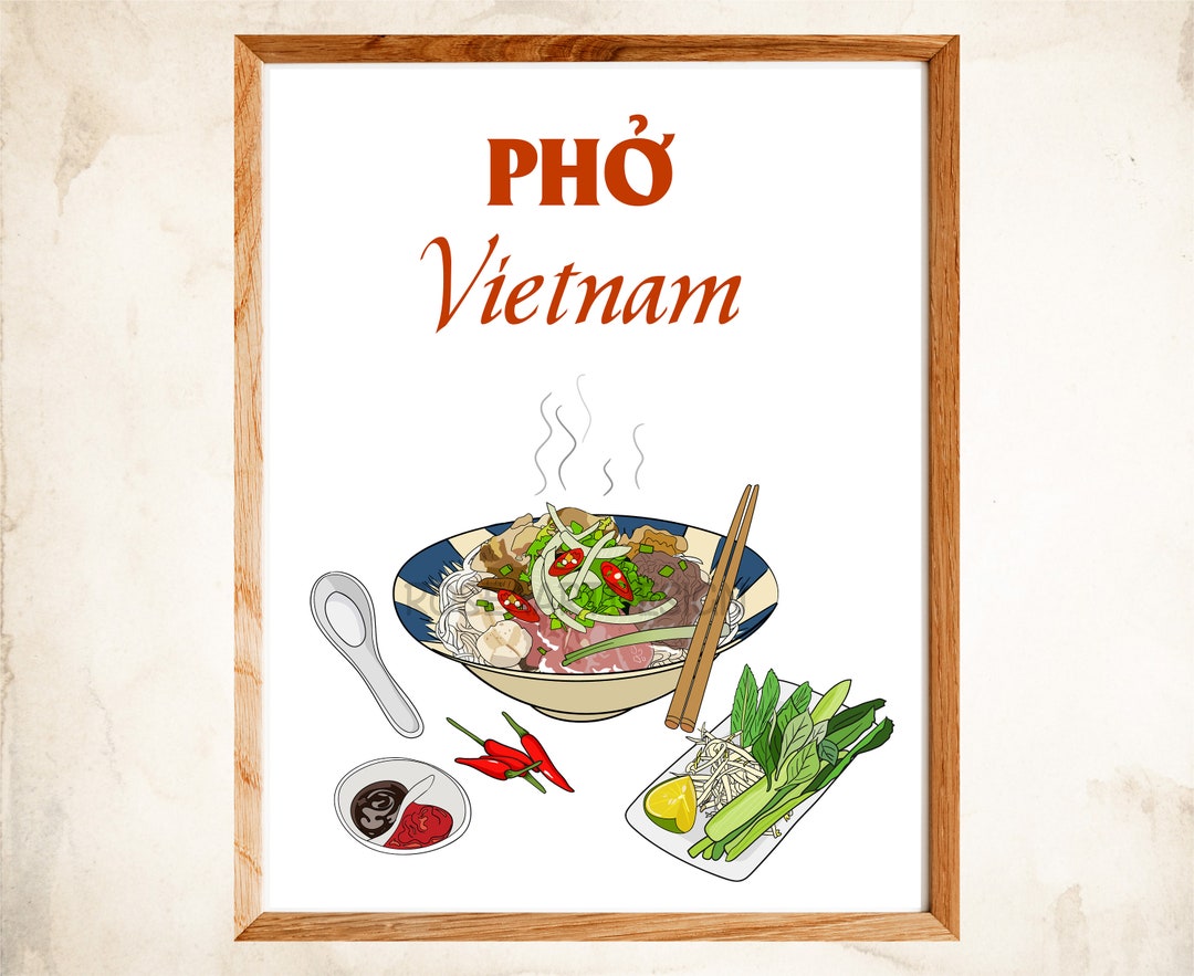 Pho Vietnam Poster, Vietnamese Beef Noodle Soup, Phở Bò, Vietnam ...