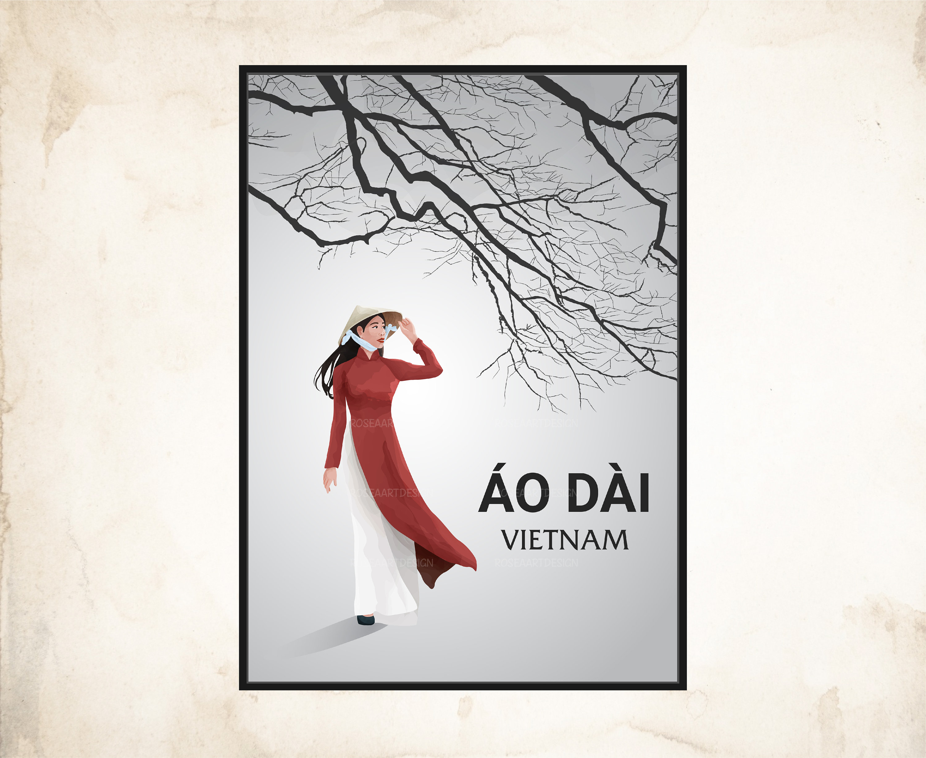 Ao Dai Vietnam Poster: Vintage Watercolor Art (printable) - Etsy
