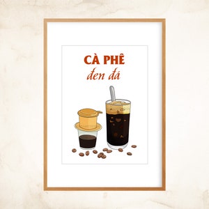 Ca Phe Den Da, Café, Vietnam Vintage Food Poster, Wall Art Decor Retro ...