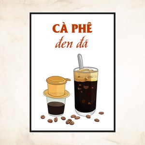 Ca Phe Den Da, Café, Vietnam Vintage Food Poster, Wall Art Decor Retro ...