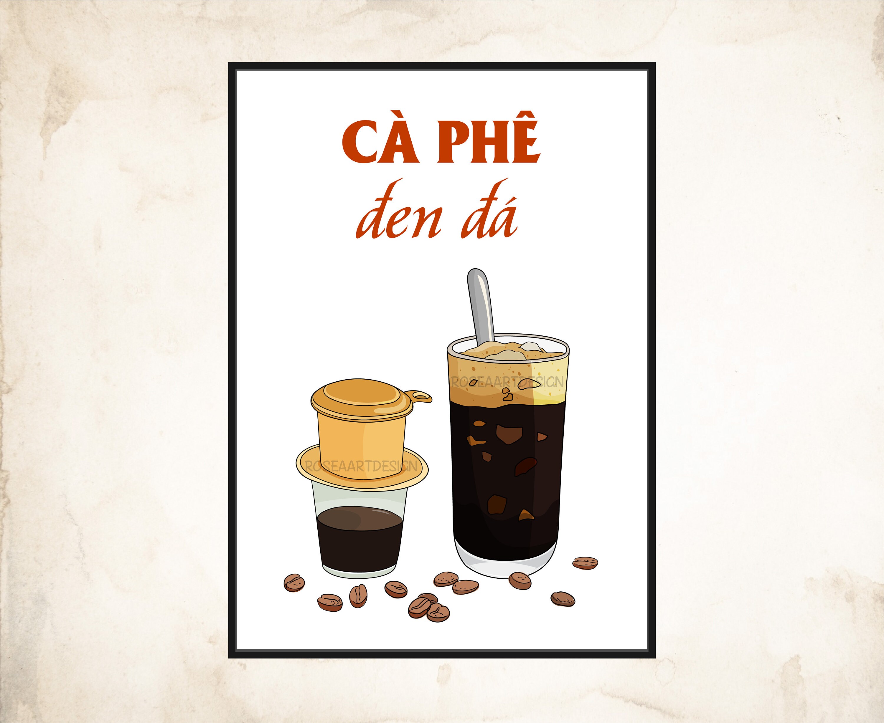 Ca Phe Den Da, Café, Vietnam Vintage Food Poster, Wall Art Decor Retro ...