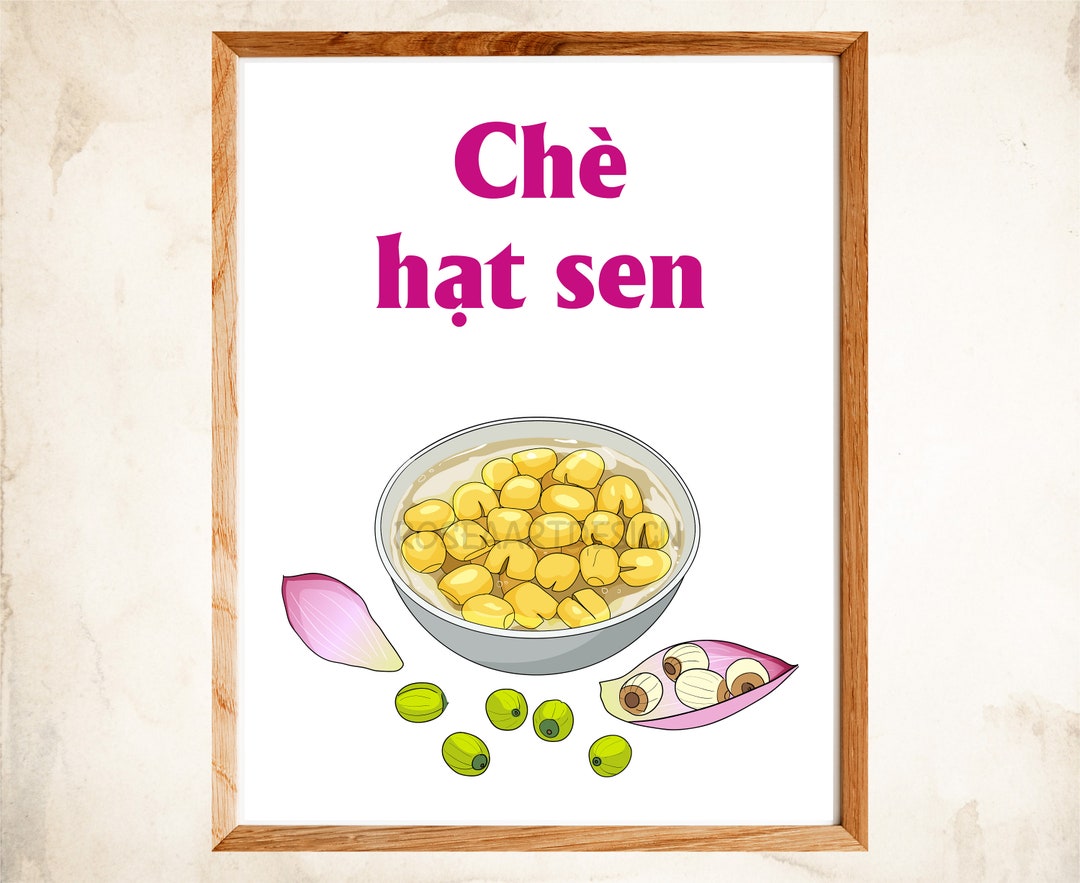 Che Hat Sen Poster: Vietnam Vintage Food Art, Retro Kitchen Decor ...