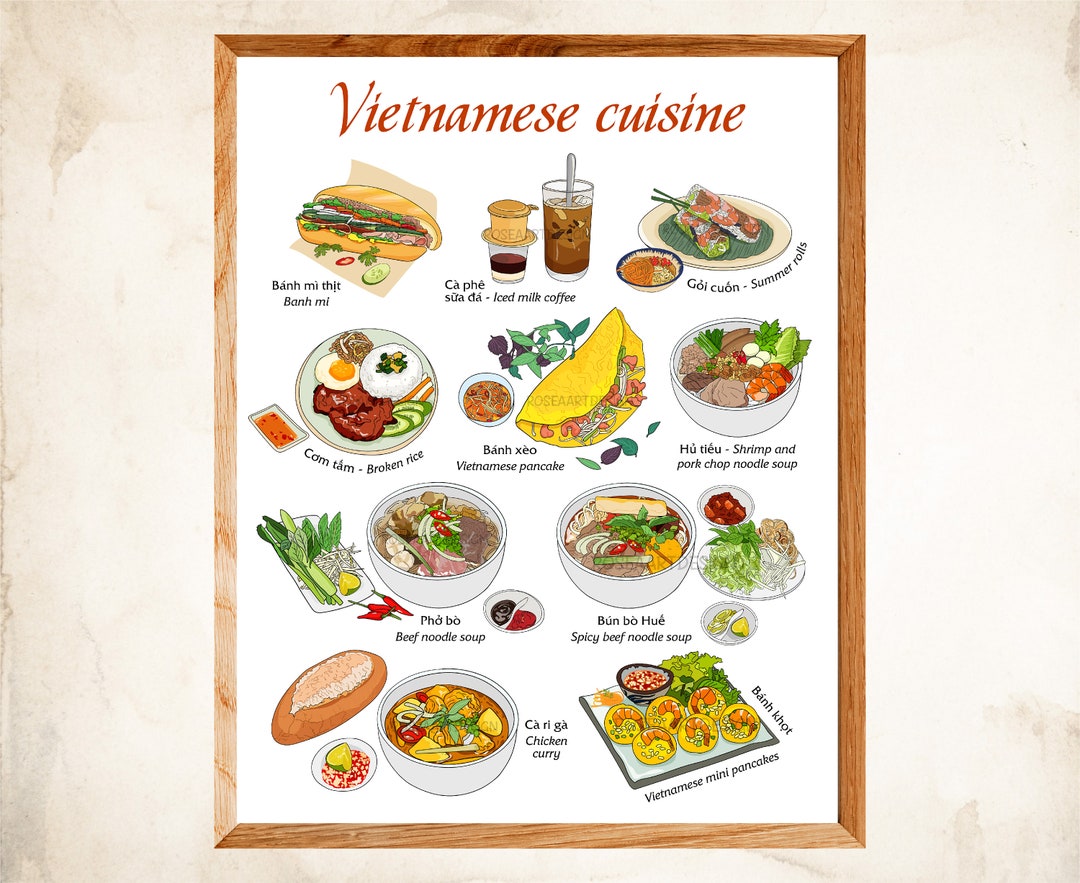 Vietnamese Cuisine Poster, Vietnam Food Poster, Southeast Asian Food ...