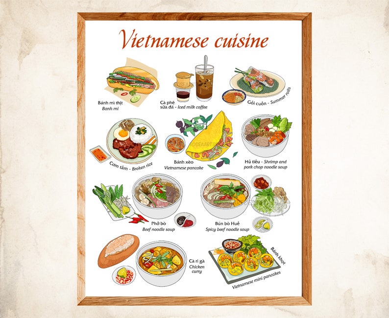 Vietnamese Cuisine Poster Vietnam Food Poster Southeast - Etsy