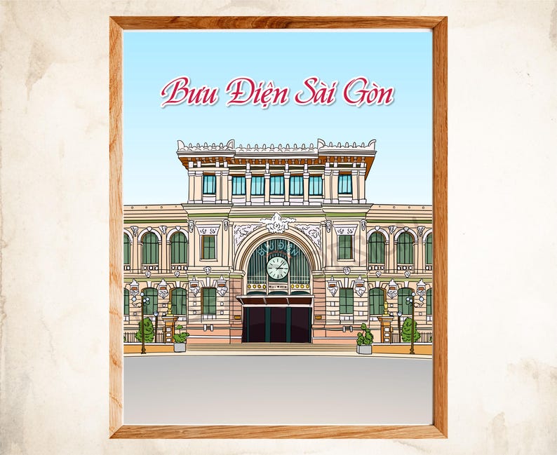 Buu Dien Sai Gon Poster, the Saigon Central Post Office, Ho Chi Minh ...