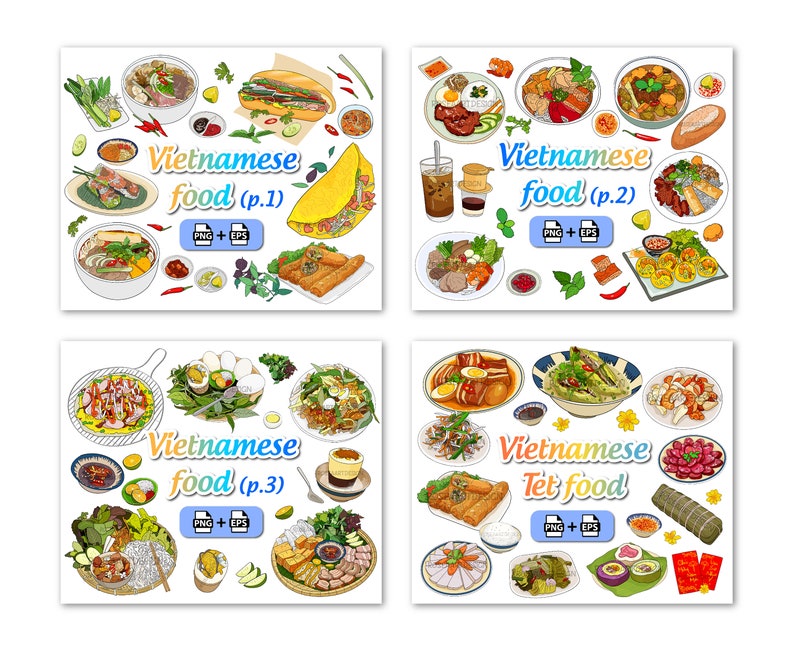 Vietnamese Tet Food Poster: Vintage Retro Kitchen Wall Art (printable ...