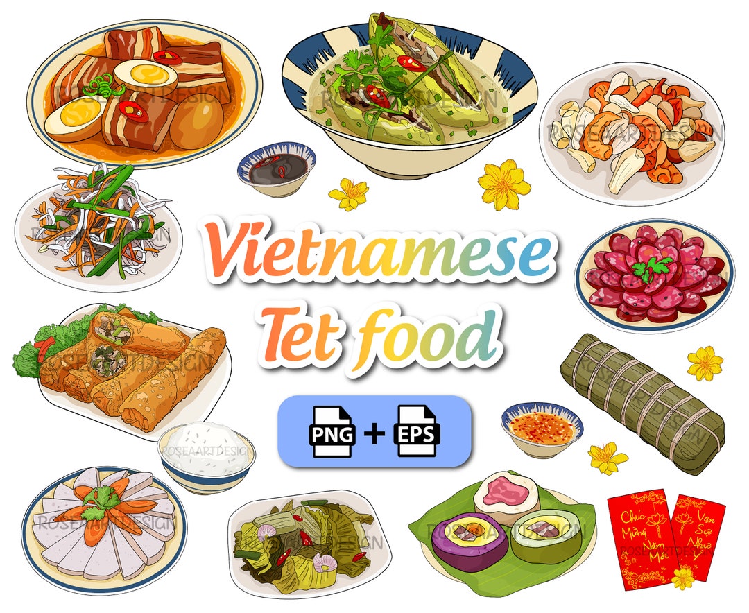 Vietnamese Tet Food Clipart (southern), Tet Holiday Foods, Vietnamese ...
