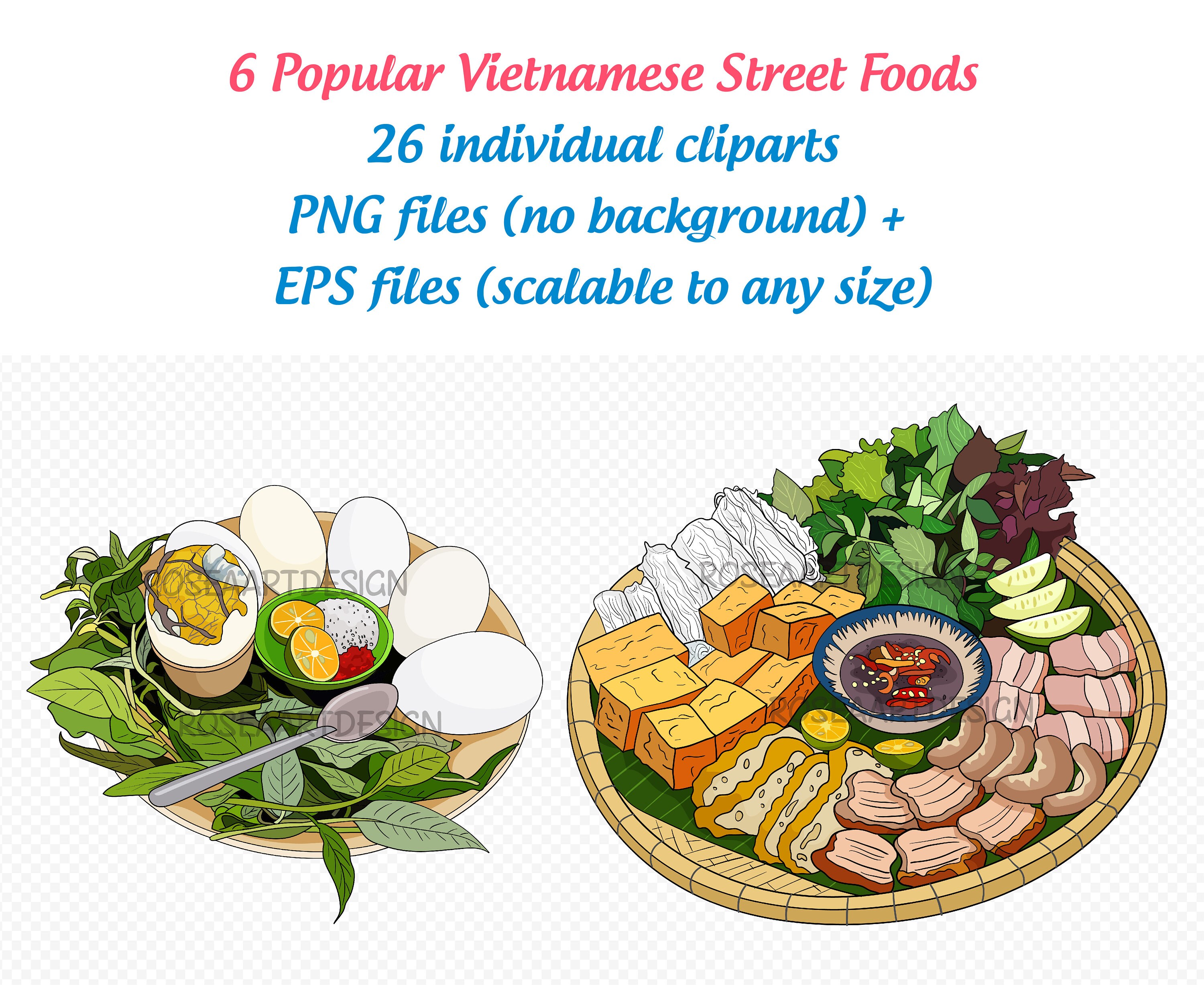 Vietnamese Food Clipart: Southeast Asian Cuisine (PNG, EPS) - Etsy