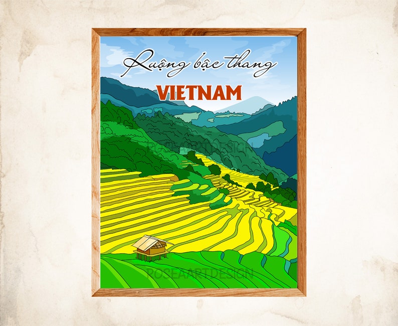 Vietnam Rice Fields Poster: Ha Giang Mountain Landscape Art (digital ...