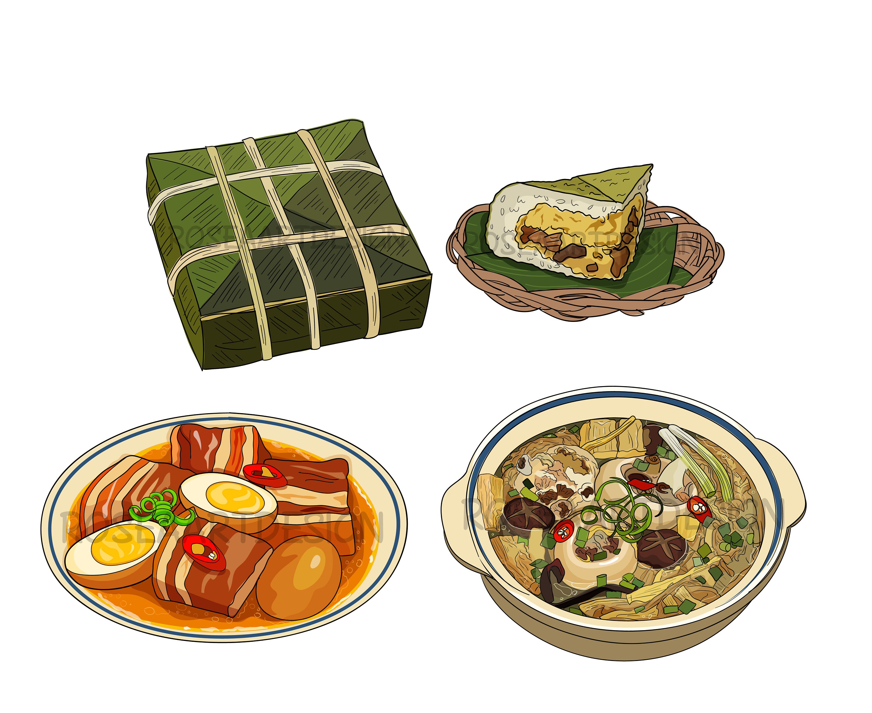 Vietnamese Tet Food Poster: Vintage Retro Kitchen Wall Art (printable ...