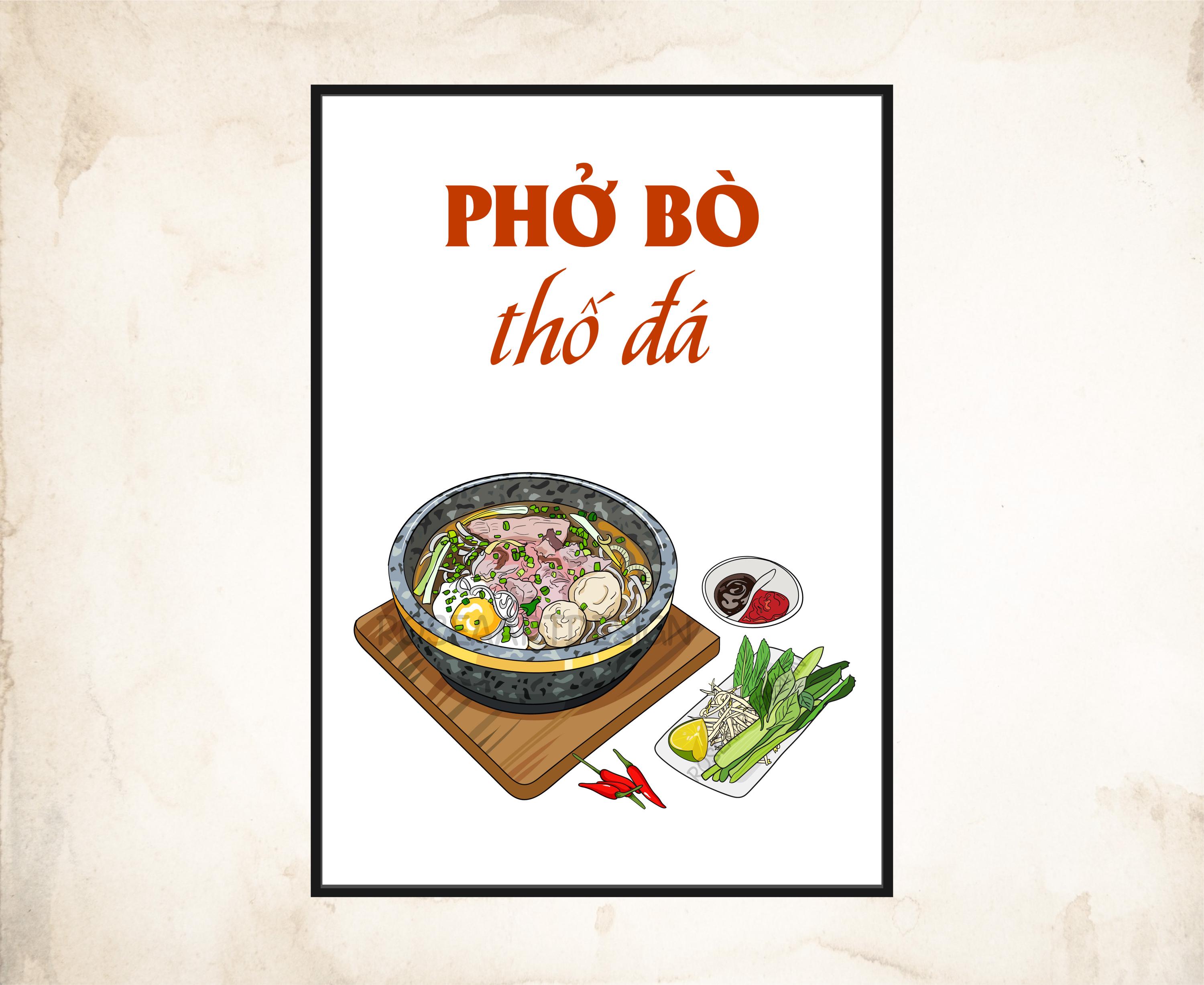 Pho Bo Tho Da Poster, Hot Stone Bowl Beef Noodles, Phở Bò Thố đá Việt ...