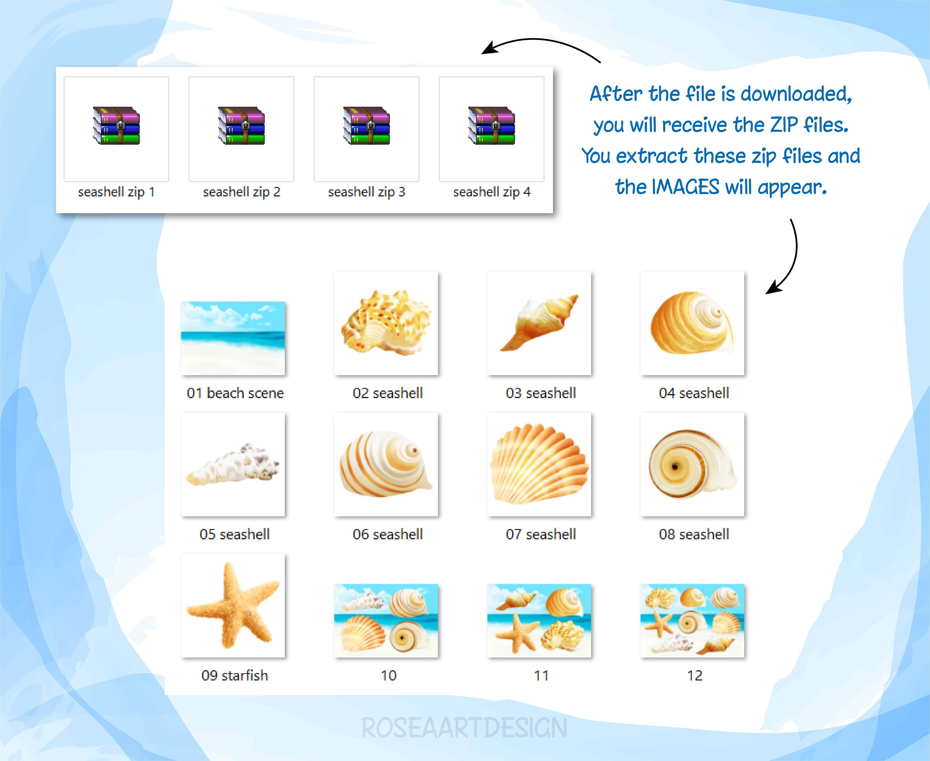 Watercolor Seashells Clipart, Starfish Clipart, Seascape Background ...