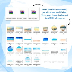 Watercolor Seascapes Clipart, Instant Download, Ocean Sky Sea Sand ...