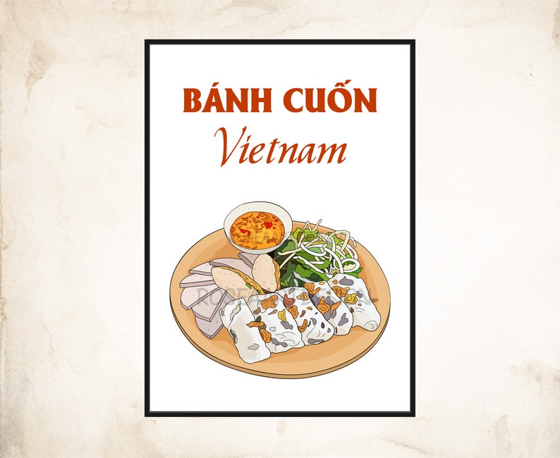 Banh Cuon Vietnam Poster, Vietnamese Steamed Rice Roll, Bánh Cuốn Nóng ...