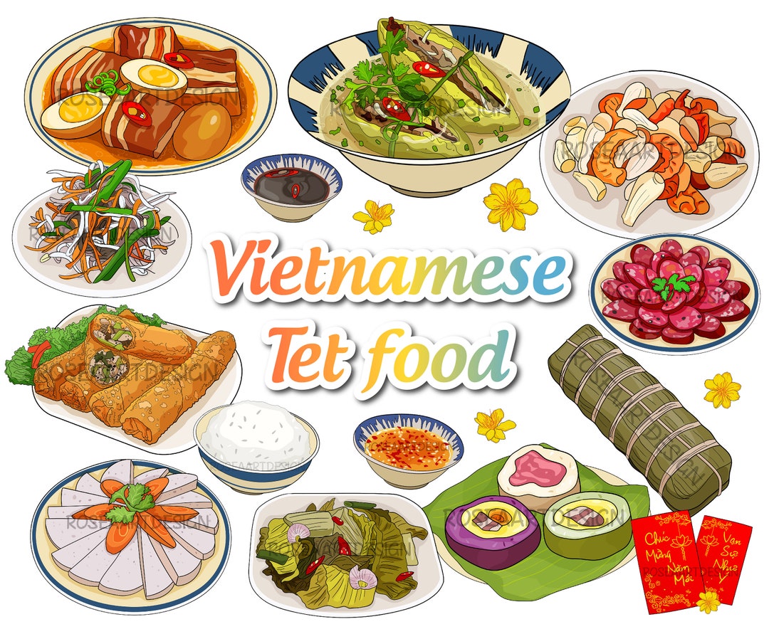 Vietnamese Tet Food Clipart southern Tet Holiday Foods - Etsy